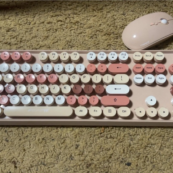 Office | Wireless Pink And Cream Keyboard And Mouse Set | Poshmark